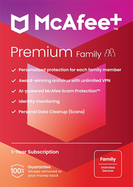 McAfee+ Premium - Family (PC, Android, Mac, iOS) | Gift Card | Loaded