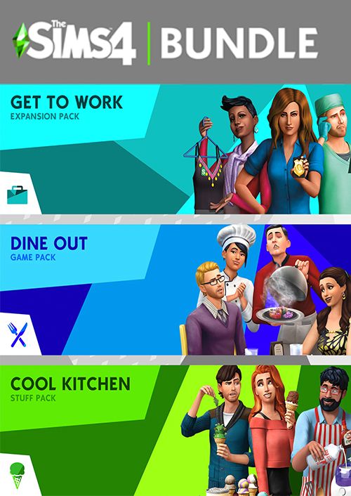 The Sims 4 Bundle - Get to Work, Dine Out, Cool Kitchen Stuff (UK ...